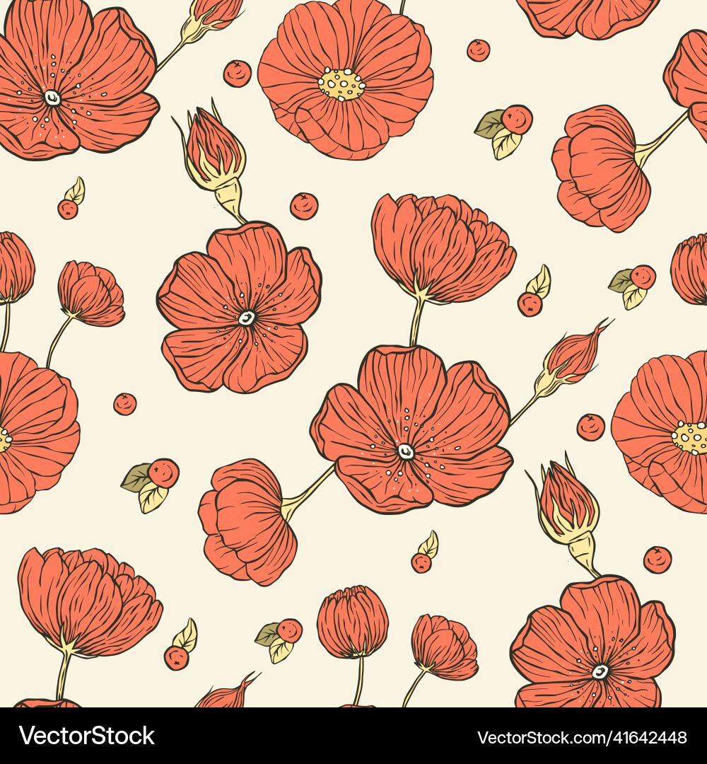 Vintage flower seamless garden pattern Royalty Free Vector
