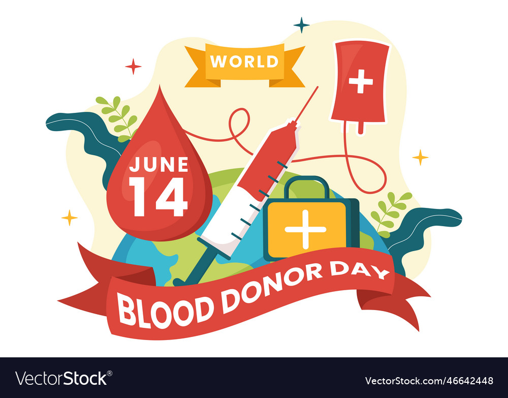 World blood donor day on june 14 with human Vector Image
