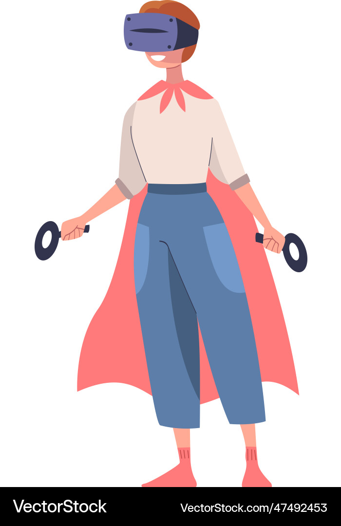 Augmented reality with woman character in virtual Vector Image