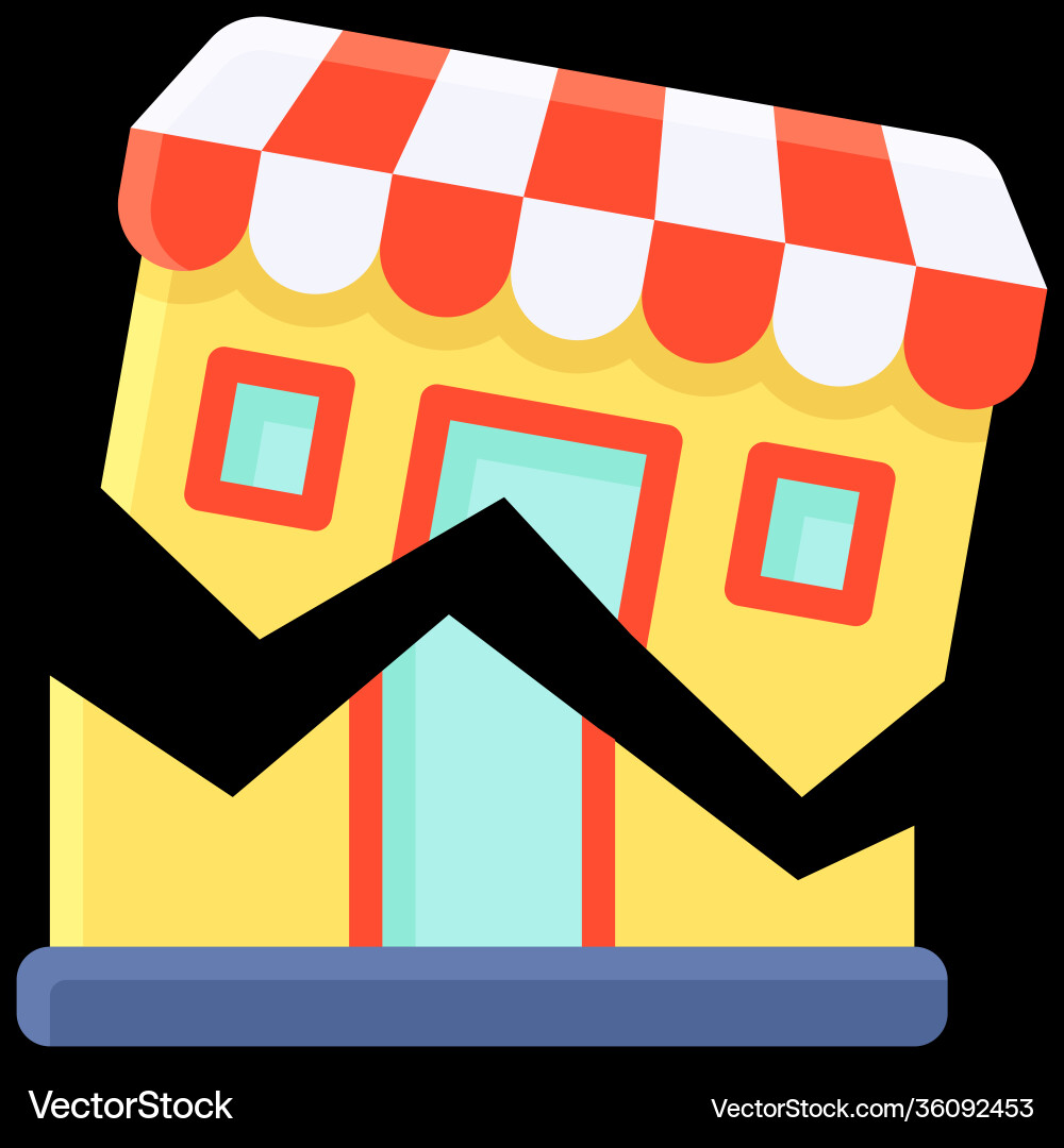 Broken store icon bankruptcy related Royalty Free Vector