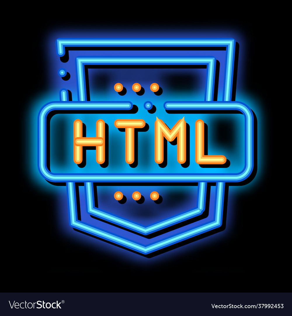 Coding language html system neon glow icon Vector Image Coding language html system neon glow icon Vector Image