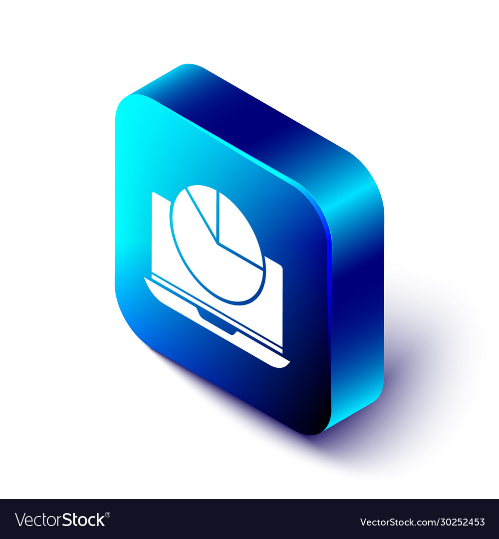 Isometric laptop with graph chart icon isolated Vector Image