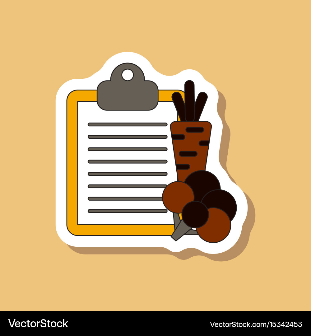 Paper sticker on stylish background vegetable menu