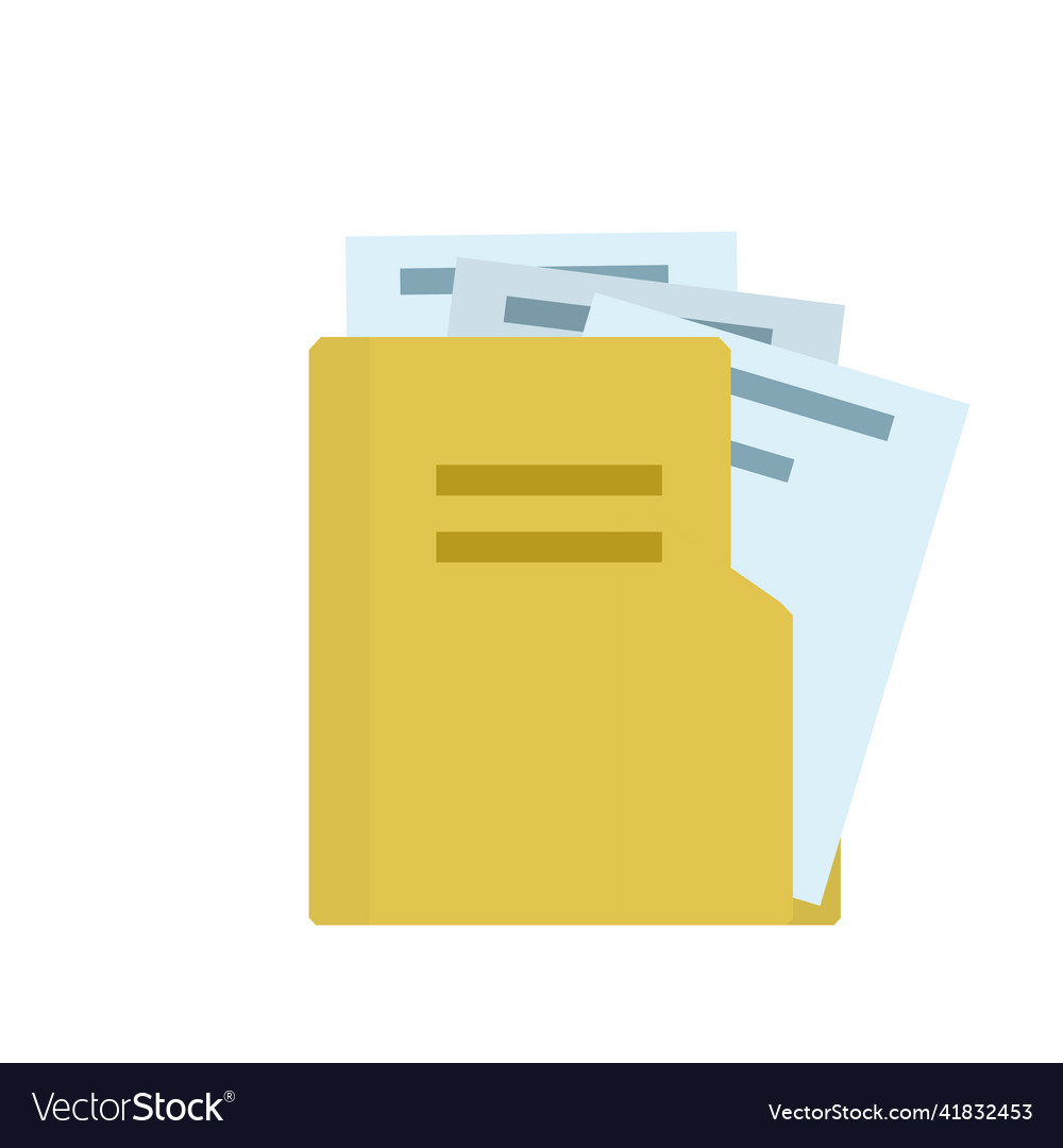 Yellow folder with documents Royalty Free Vector Image