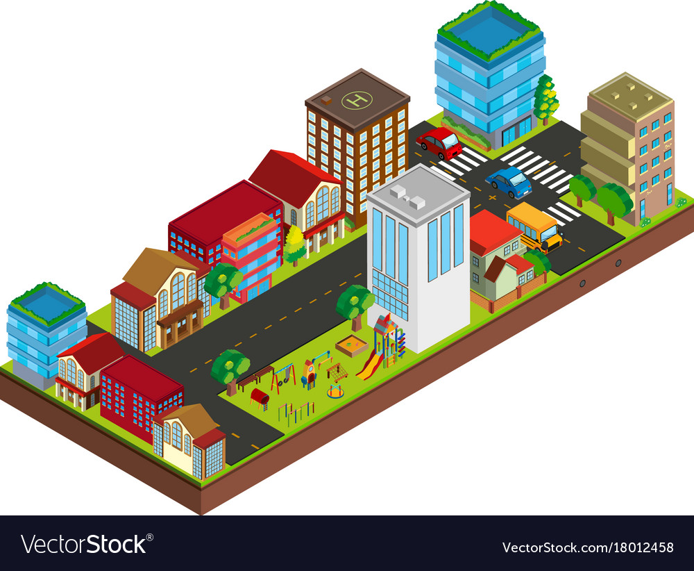 3d design for buildings in city Royalty Free Vector Image