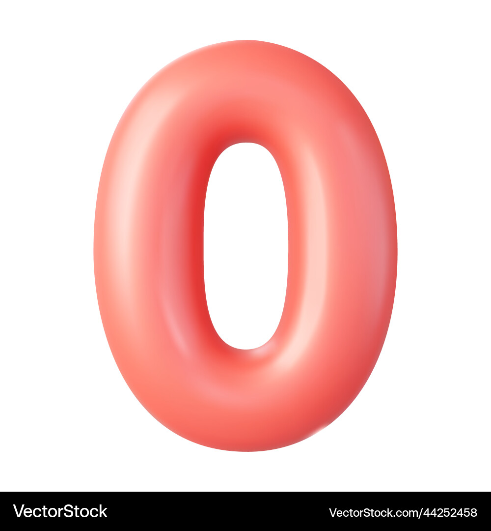 3d number 0 zero number sign red color Royalty Free Vector