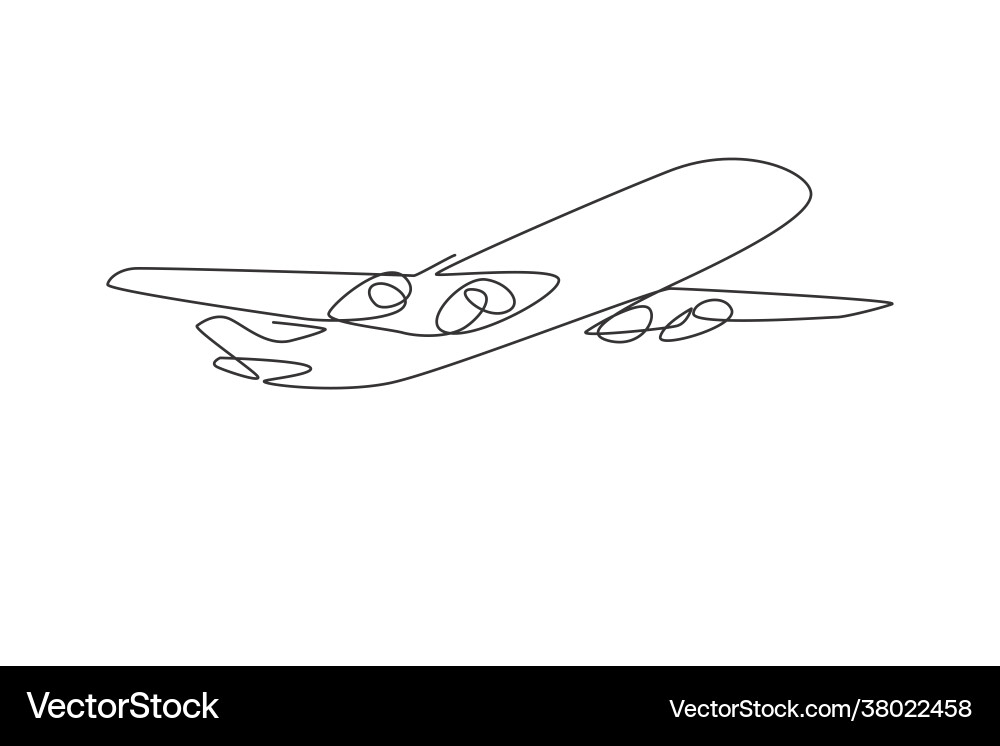 Airplane symbol single continuous line big flying Vector Image