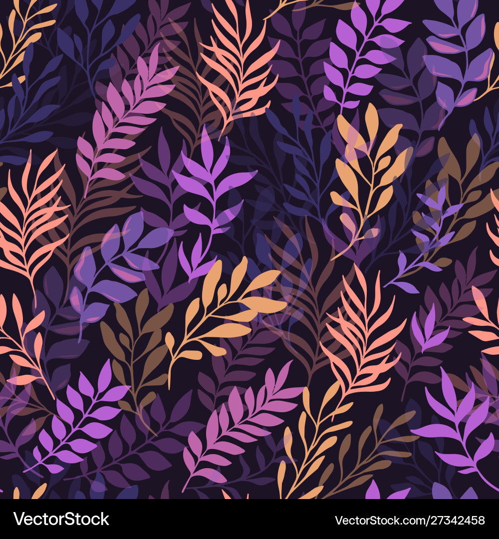 Autumn floral seamless pattern with leaves Vector Image