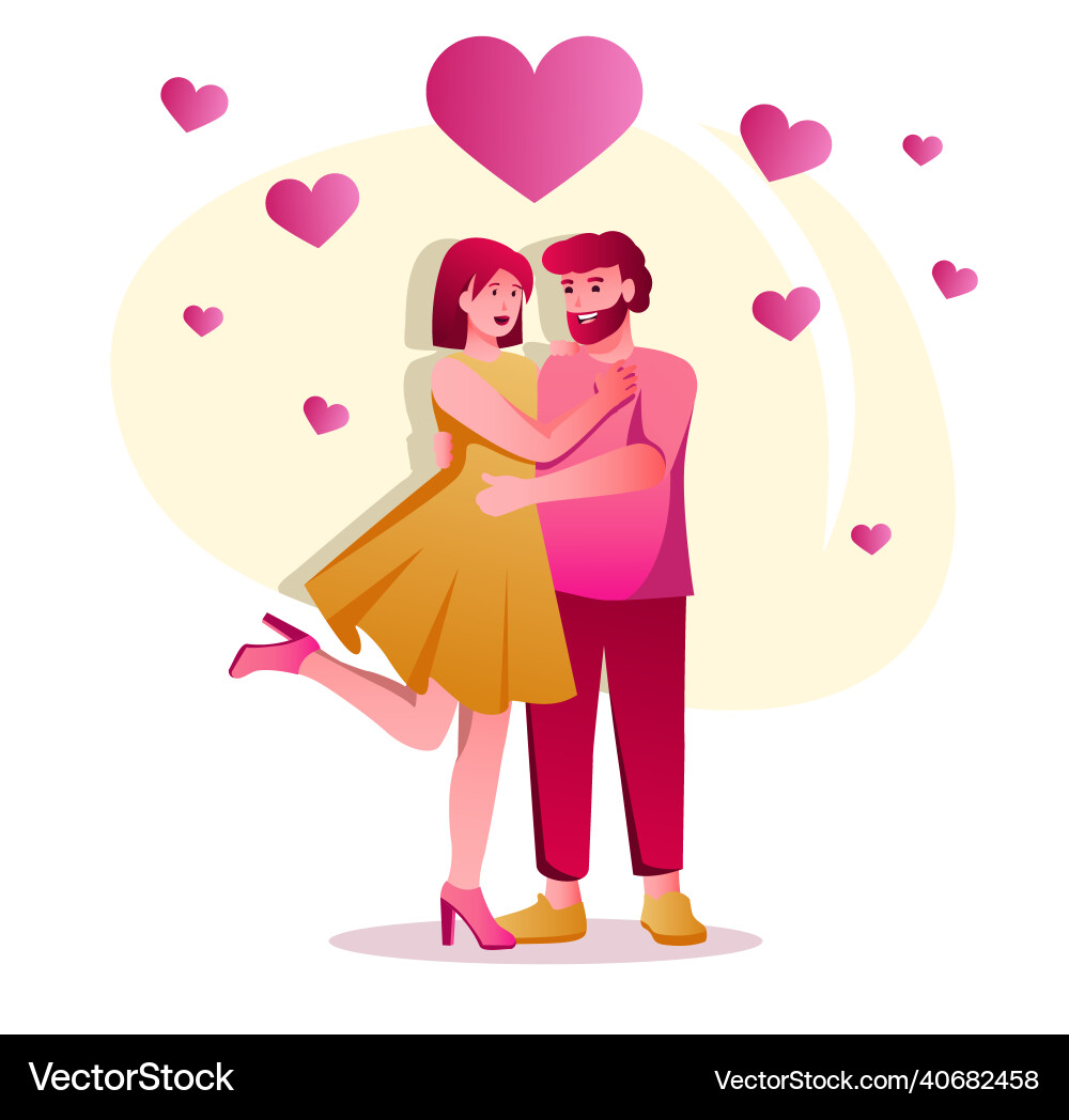 Couple happy together flat character concept Vector Image
