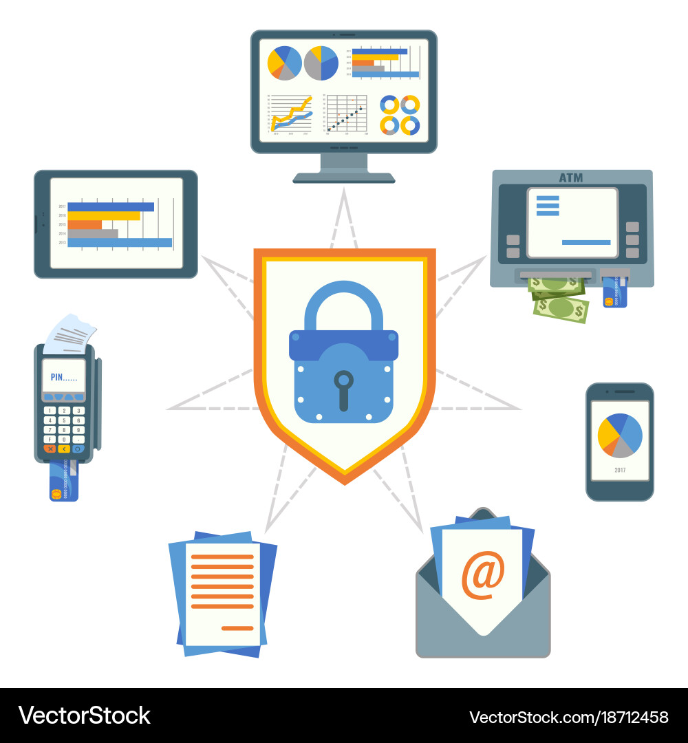 Data security poster with elements on Royalty Free Vector