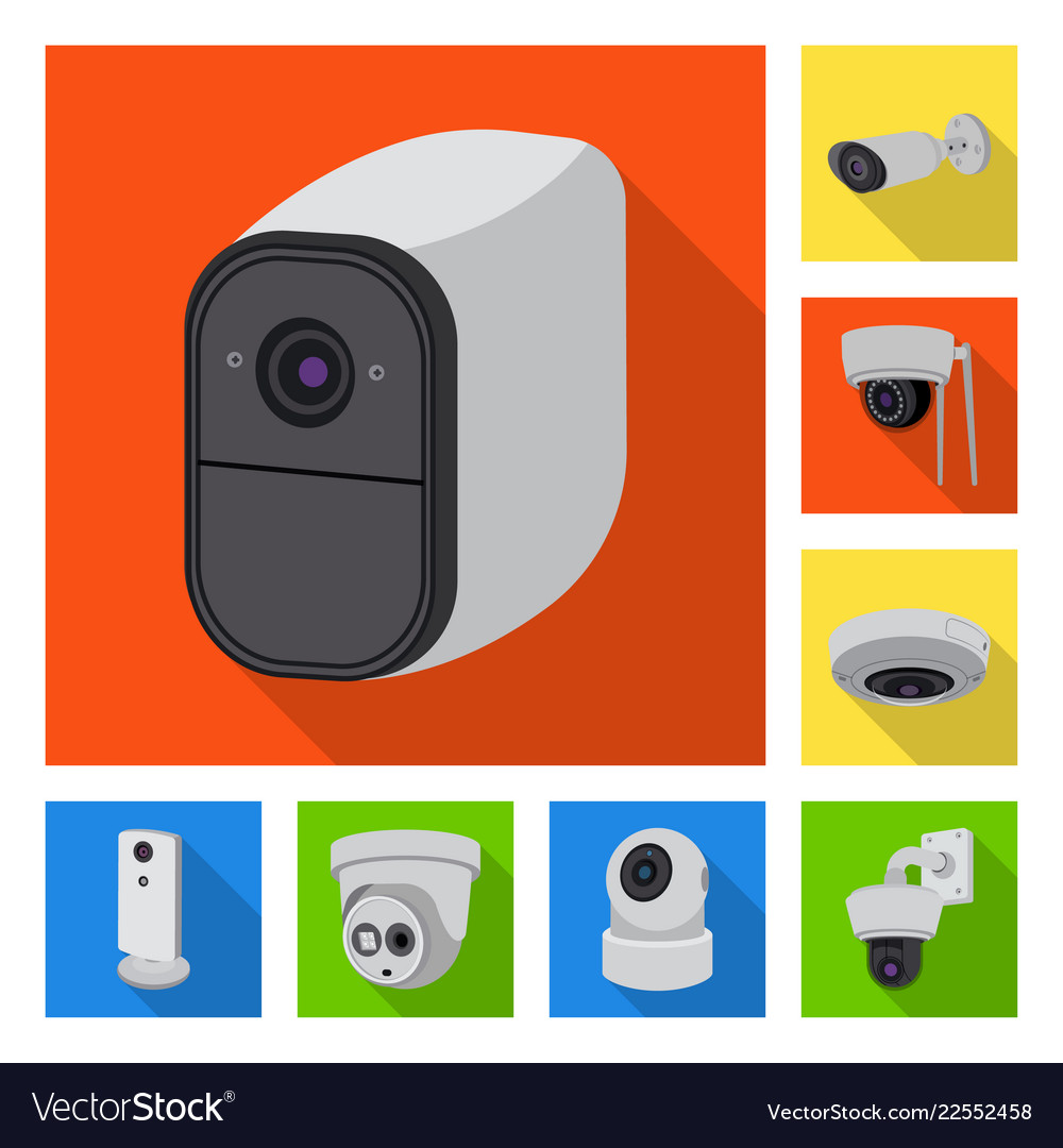 Design of cctv and camera icon set Royalty Free Vector Image