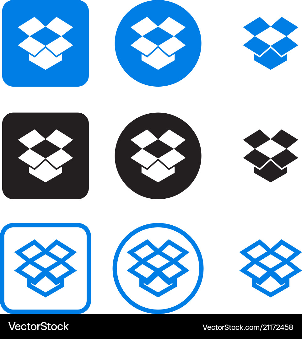 Dropbox social media icons Royalty Free Vector Image
