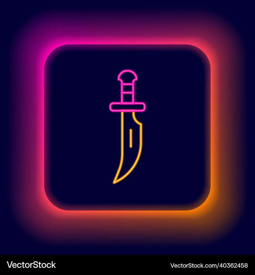 Glowing neon line dagger icon isolated on black Vector Image