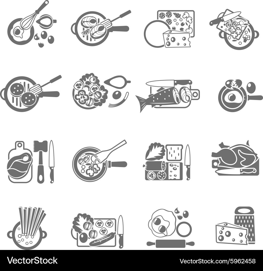 Home cooking black icons set Royalty Free Vector Image
