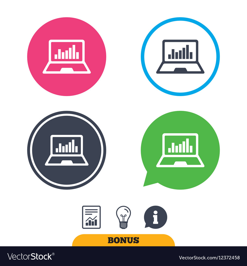 Laptop sign icon notebook pc with graph symbol Vector Image
