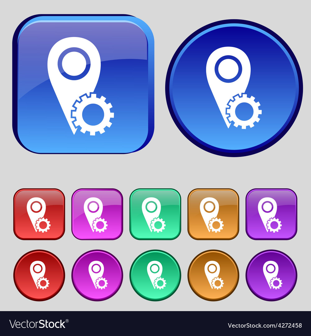 Map pointer setting icon sign a set of twelve Vector Image