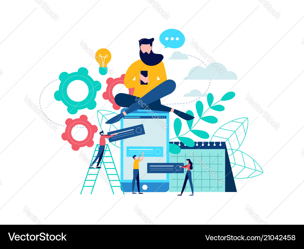 Mobile phone app concept for building website Vector Image