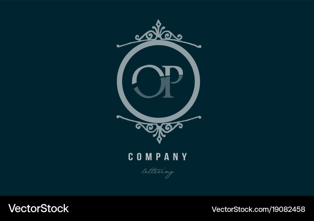 Op o p blue decorative monogram alphabet letter Vector Image