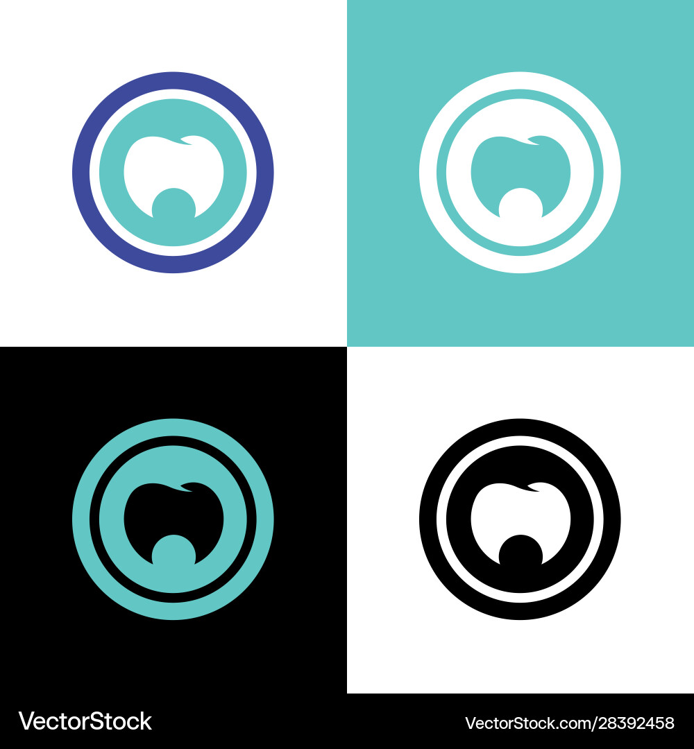 Simple tooth logo circle dental icon round teeth Vector Image
