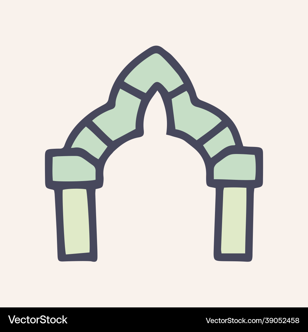 Stone arch color doodle simple icon Royalty Free Vector