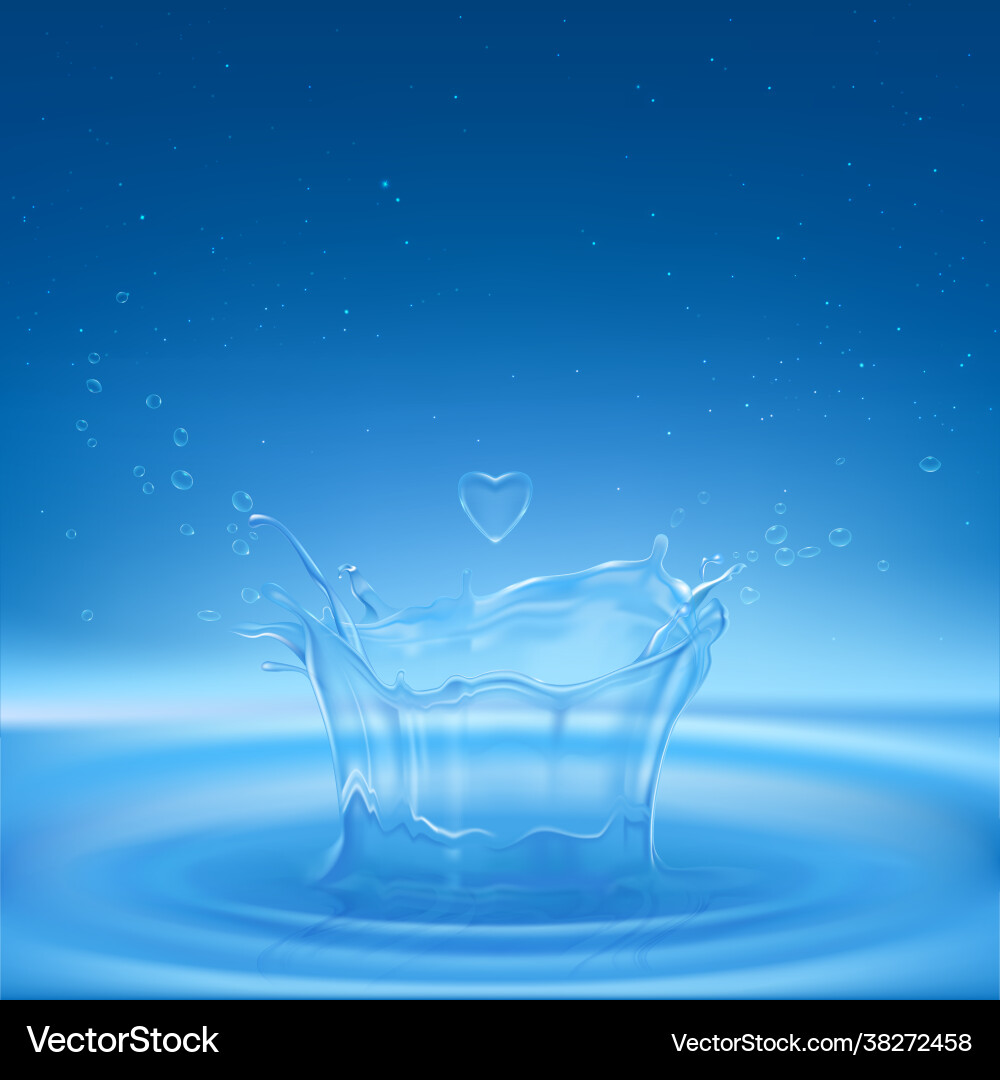 Water splash in shape crown with spray droplets Vector Image