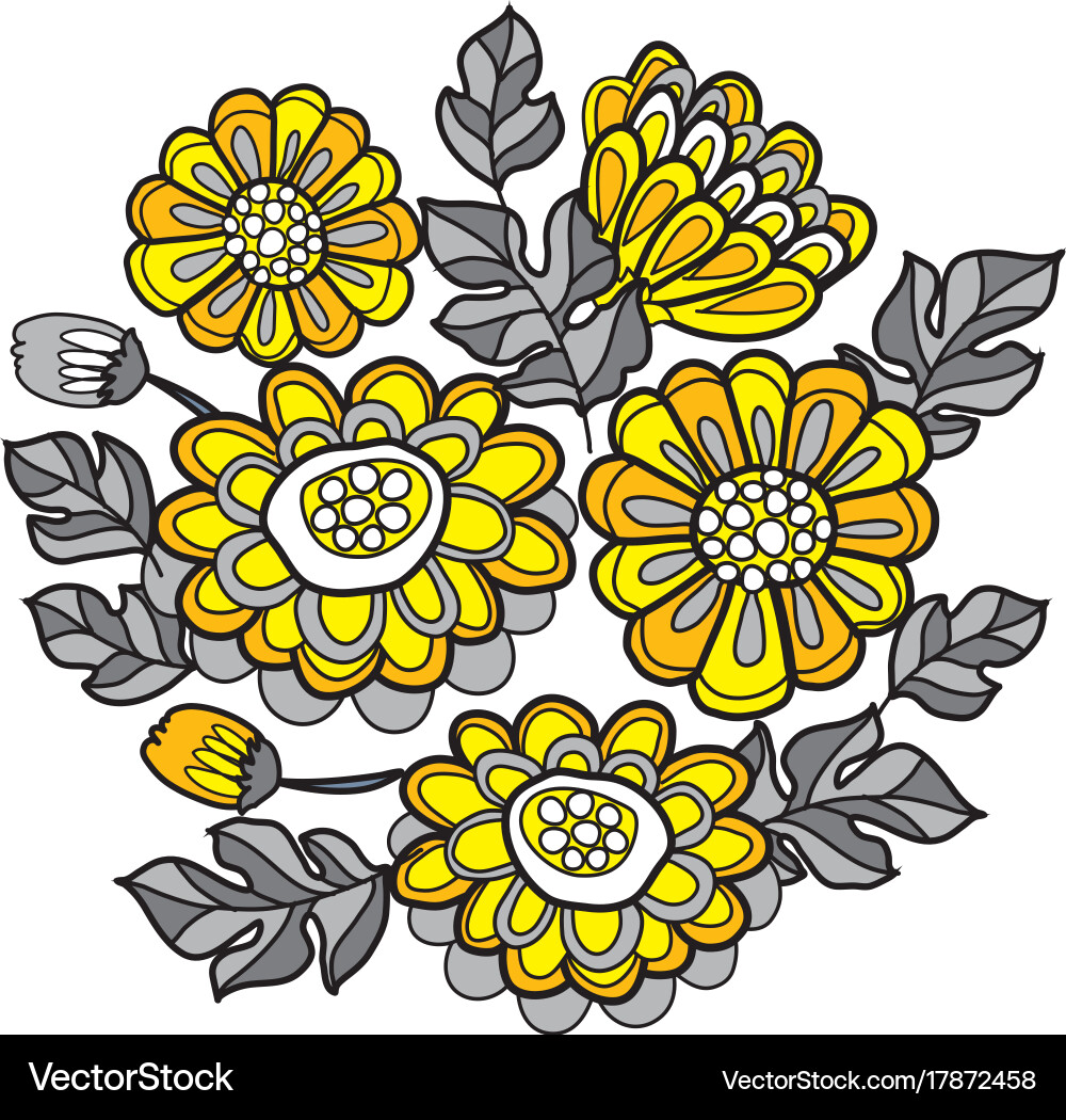 Yellow decorative stylized daisy floral Royalty Free Vector