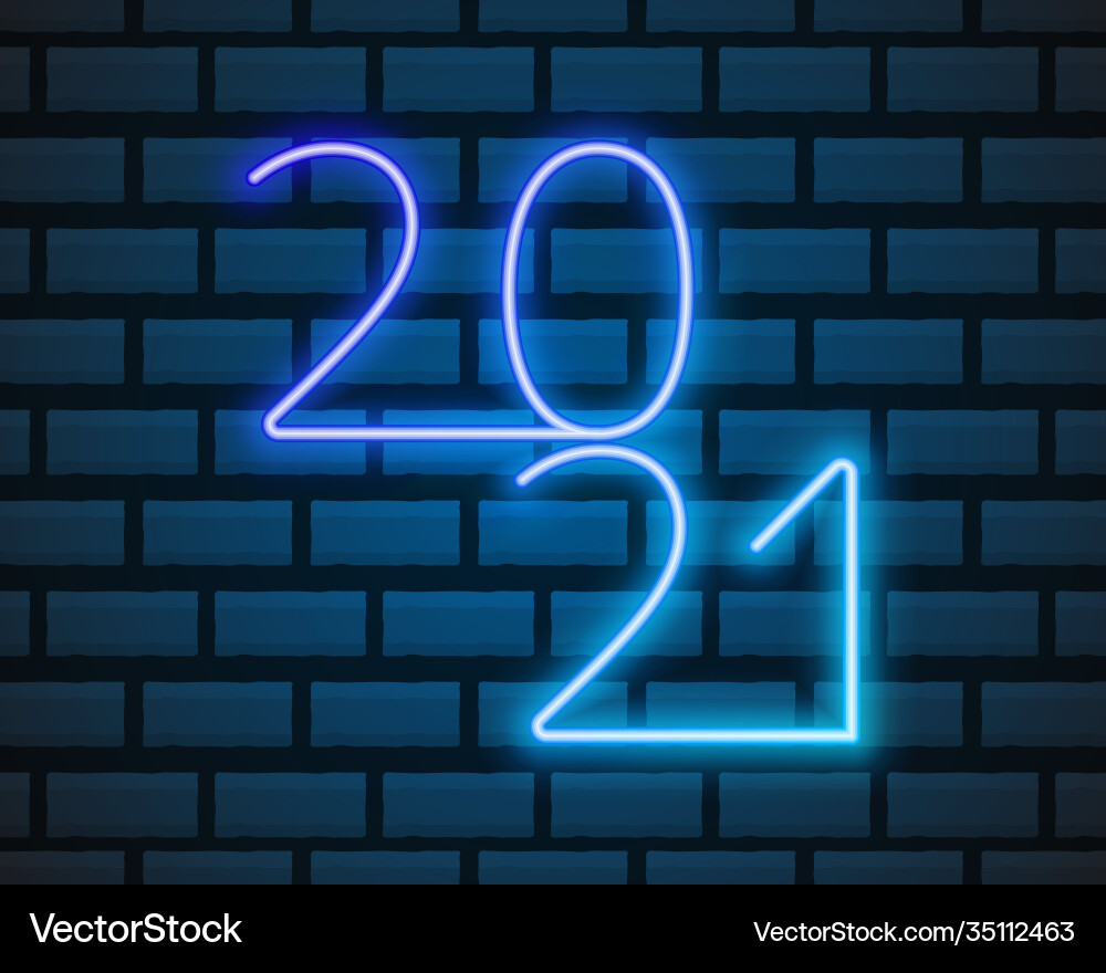 2021 neon text 2021 new year design template Vector Image