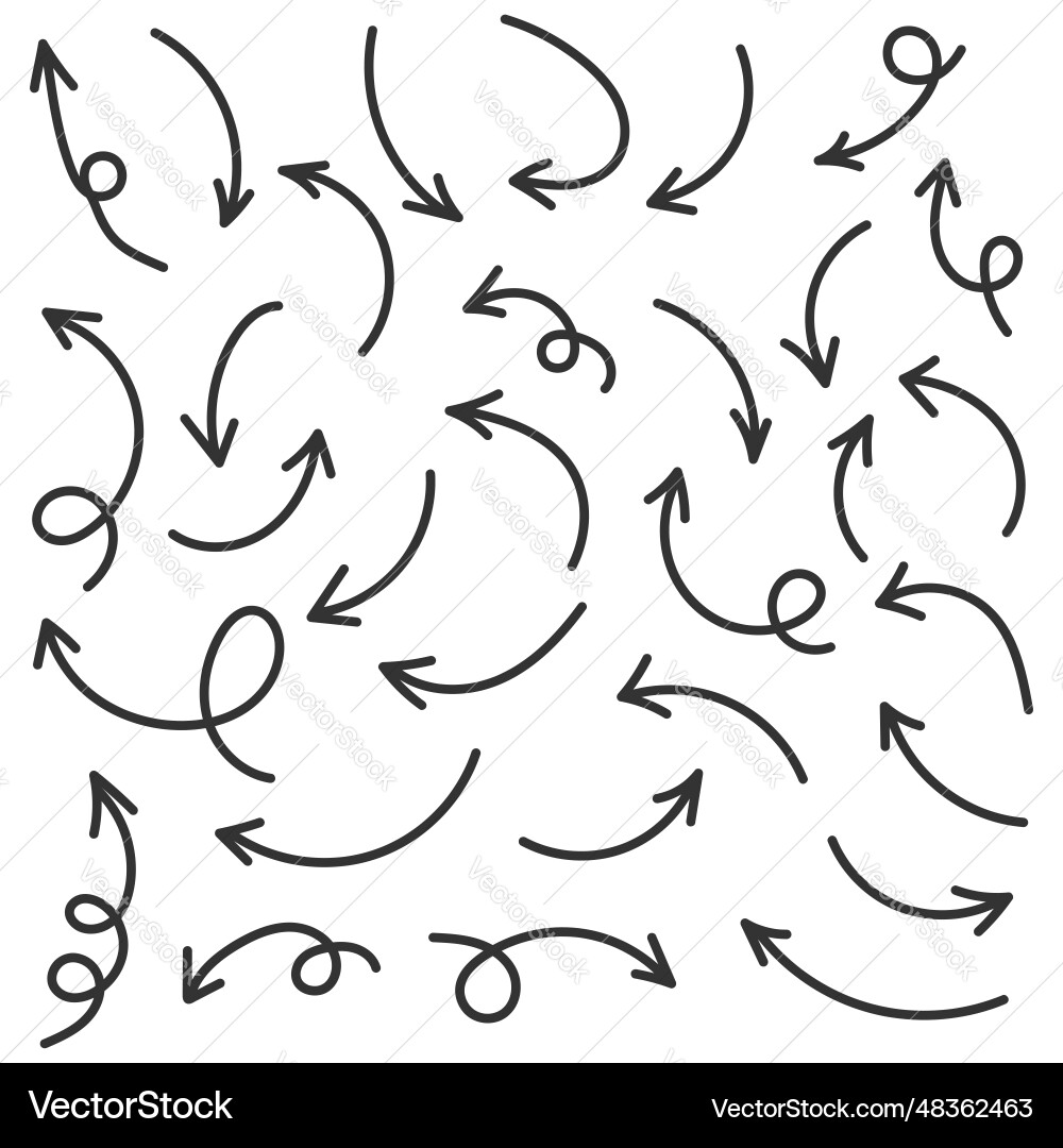 Arrow icon in hand drawn style handmade doodle Vector Image
