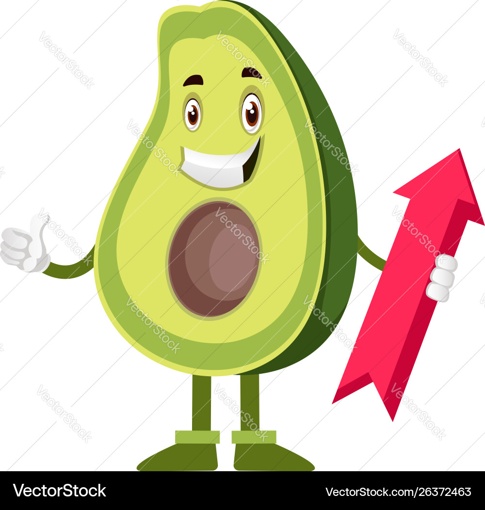 Avocado with arrow sign on white background Vector Image