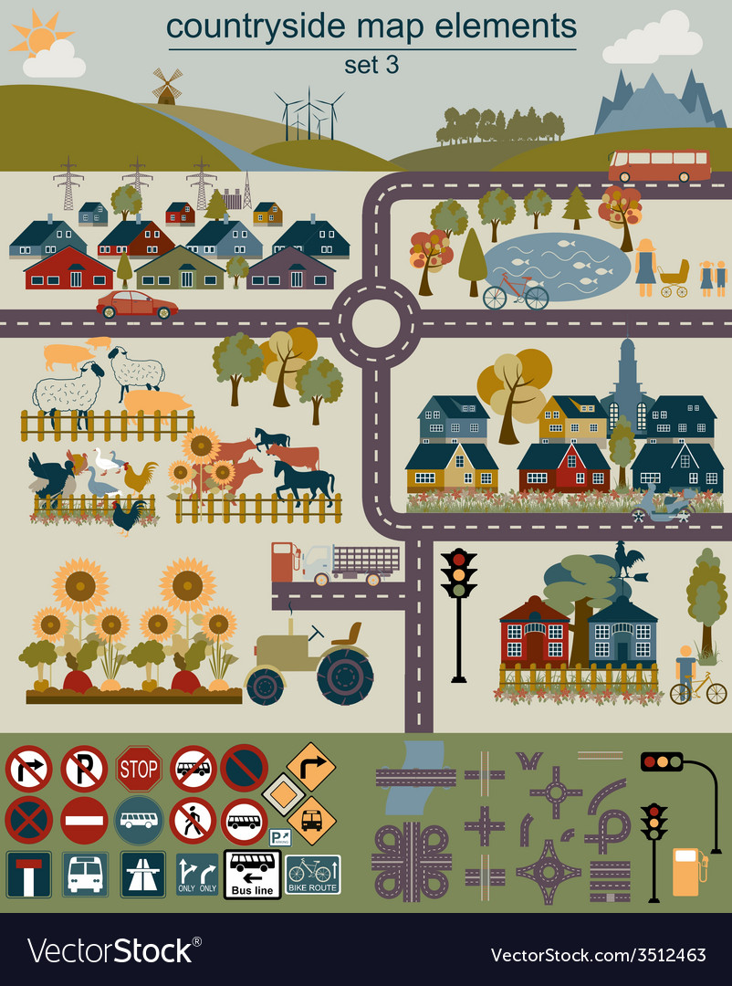 City map elements design Royalty Free Vector Image