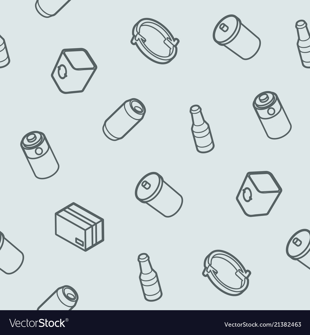Garbage outline isometric pattern Royalty Free Vector Image