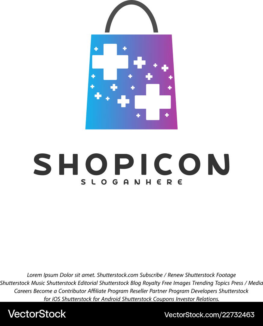 Health plus shop logo template design Royalty Free Vector