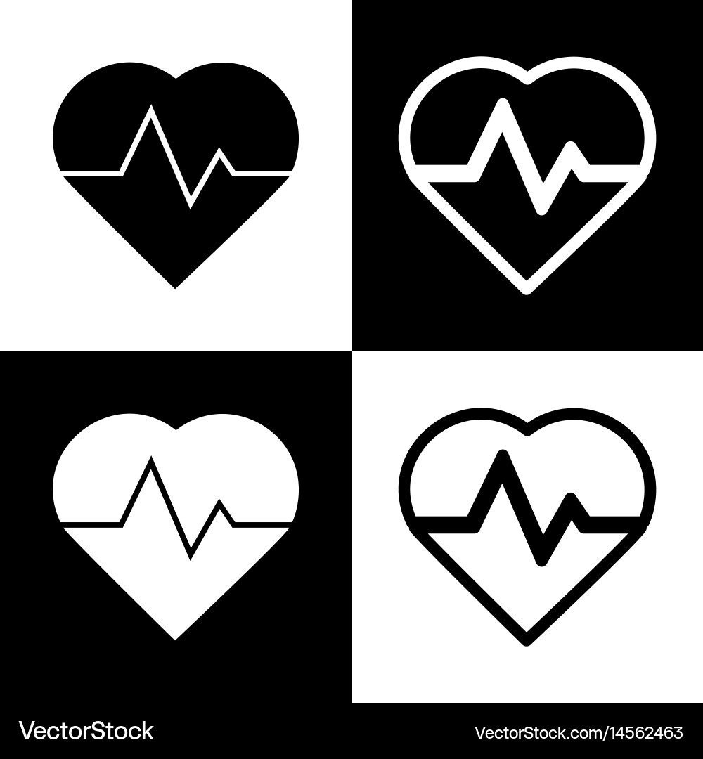 Heartbeat sign black and Royalty Free Vector Image