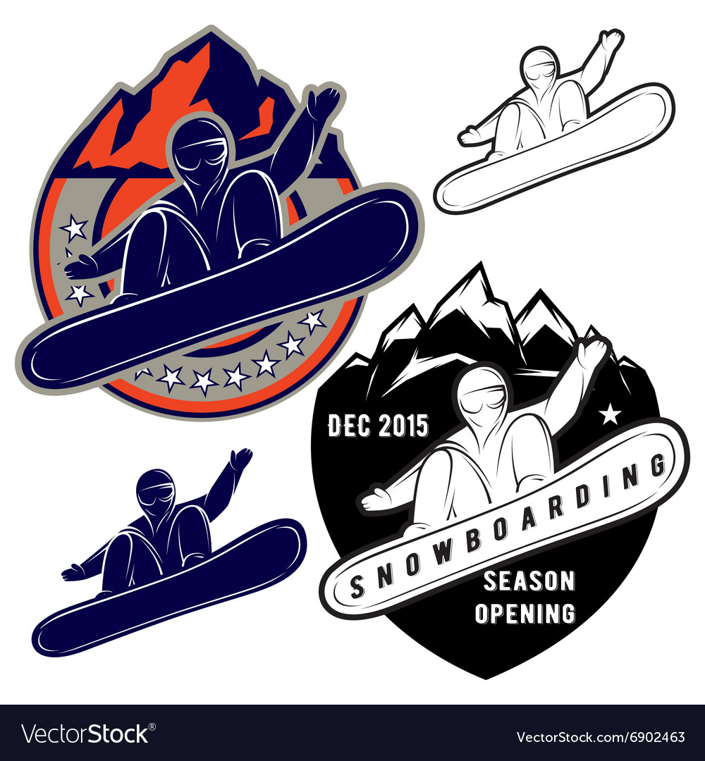 Set badges for extreme sports snowboarding Vector Image