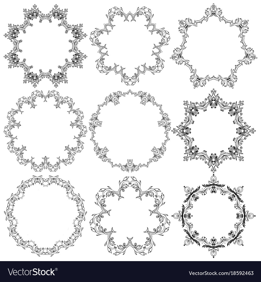 Set of round lace frames Royalty Free Vector Image