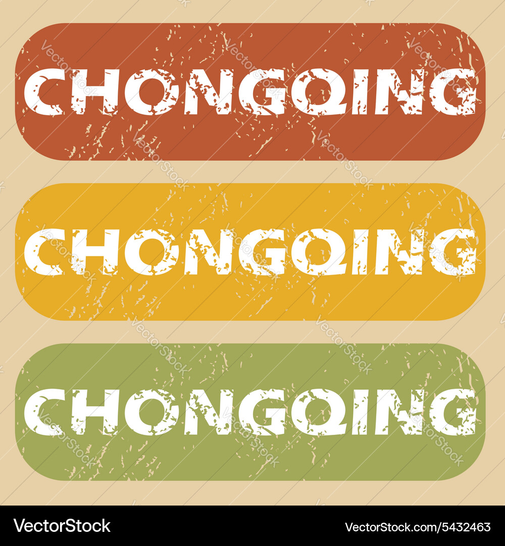 Vintage chongqing stamp set Royalty Free Vector Image