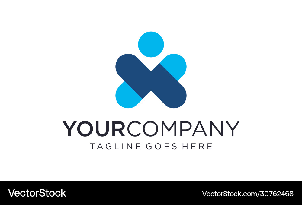 Abstract people with x letter for logo designs Vector Image