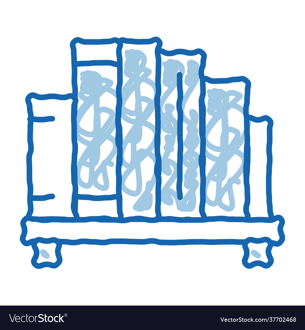 Bookshelf doodle icon hand drawn Royalty Free Vector Image