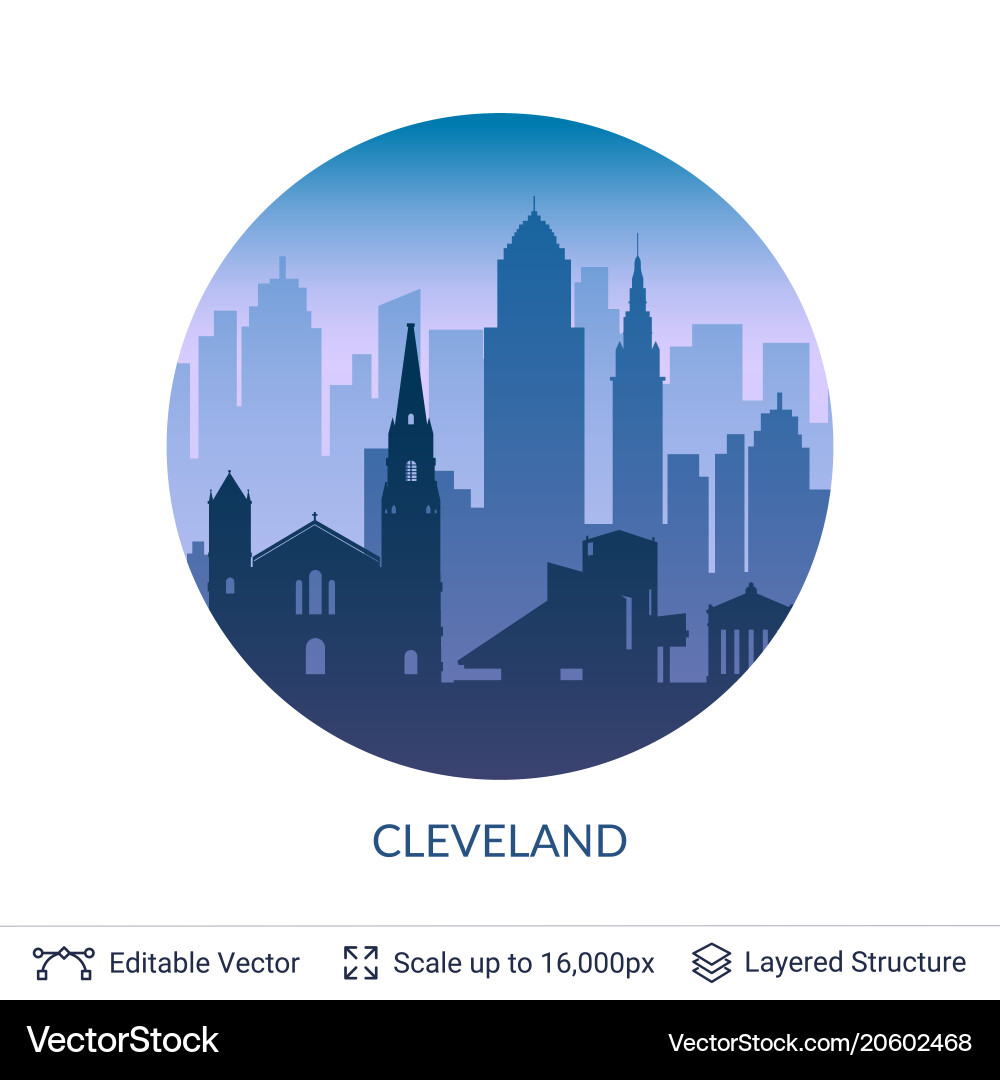 Cleveland famous city scape Royalty Free Vector Image