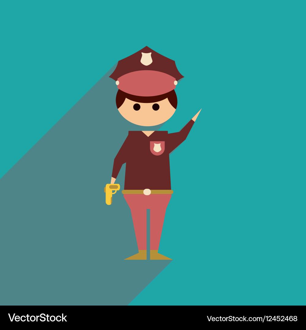 Flat web icon with long shadow police officer Vector Image