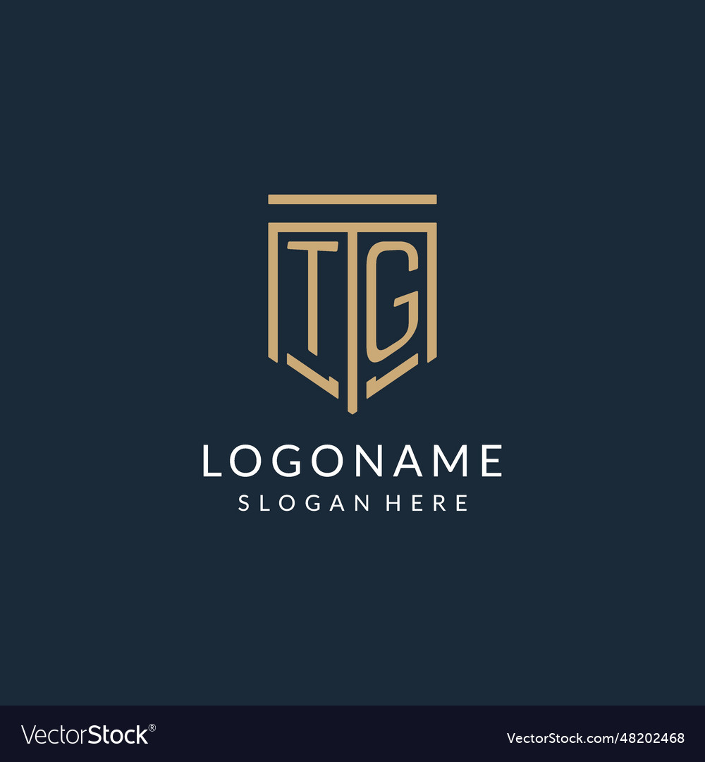 Initial tg shield logo monoline style modern Vector Image Initial tg shield logo monoline style modern Vector Image