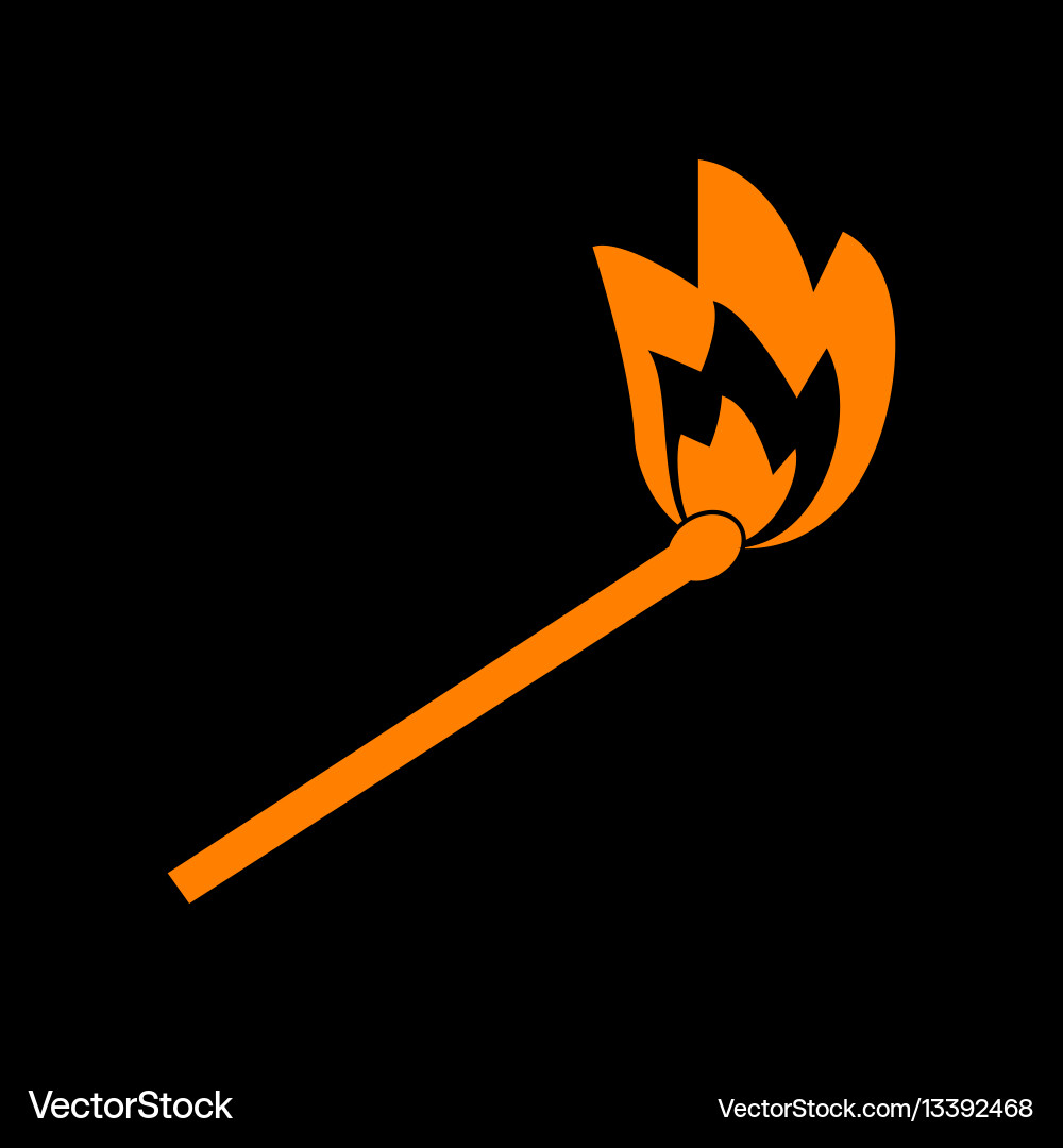Match sign orange icon on black Royalty Free Vector Image