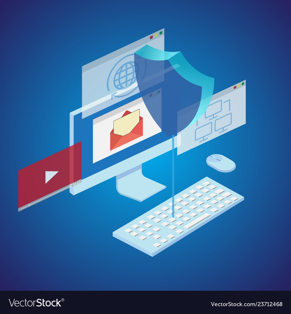 Network security concept computer Royalty Free Vector Image