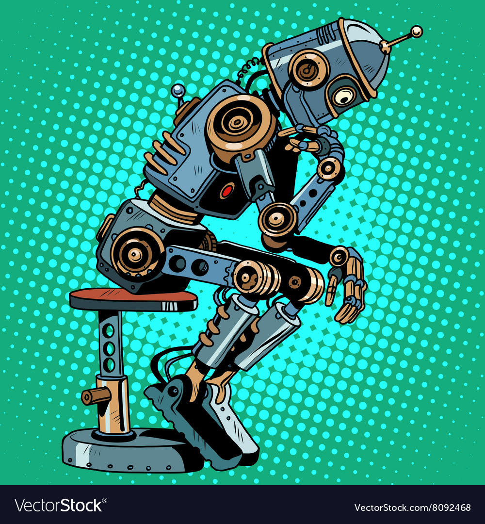 Robot thinker artificial intelligence progress Vector Image