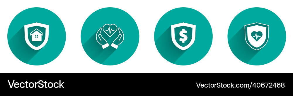 Set house with shield life insurance shield Vector Image