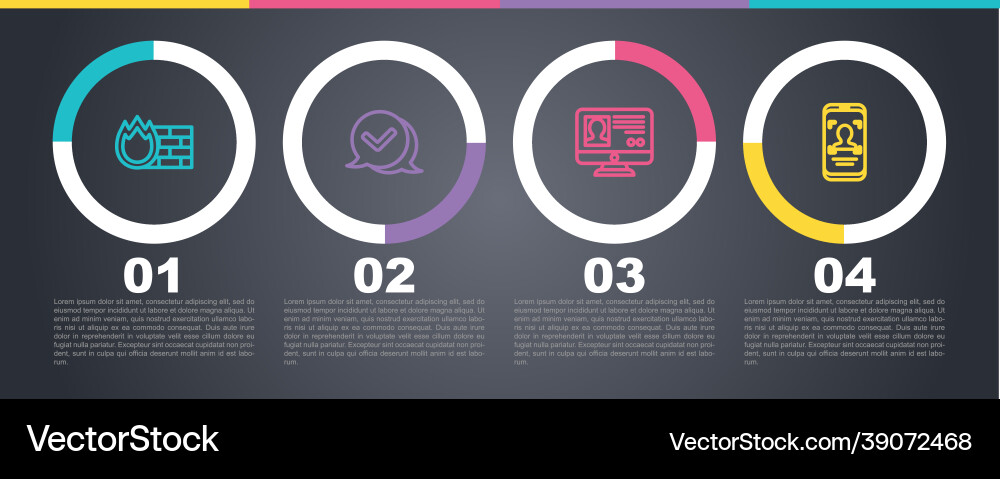 Set line firewall security wall check mark Vector Image