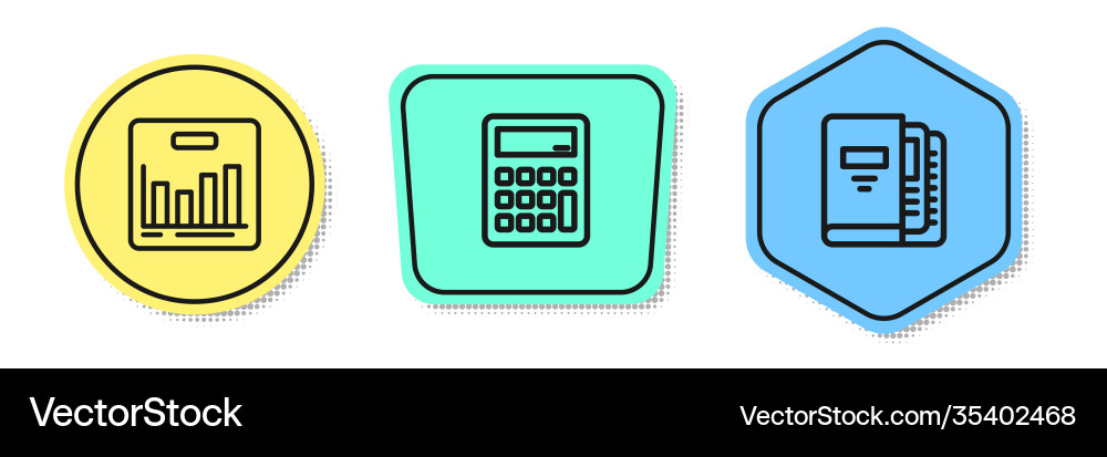 Set line pie chart infographic calculator Vector Image