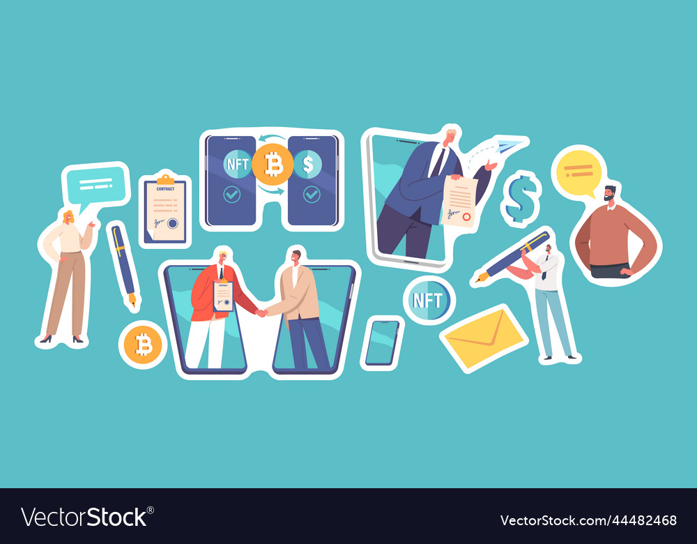 Set Of Stickers Smart Contract Execution Vector Image