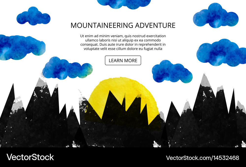 Sun rises over the mountain advertising a ski Vector Image
