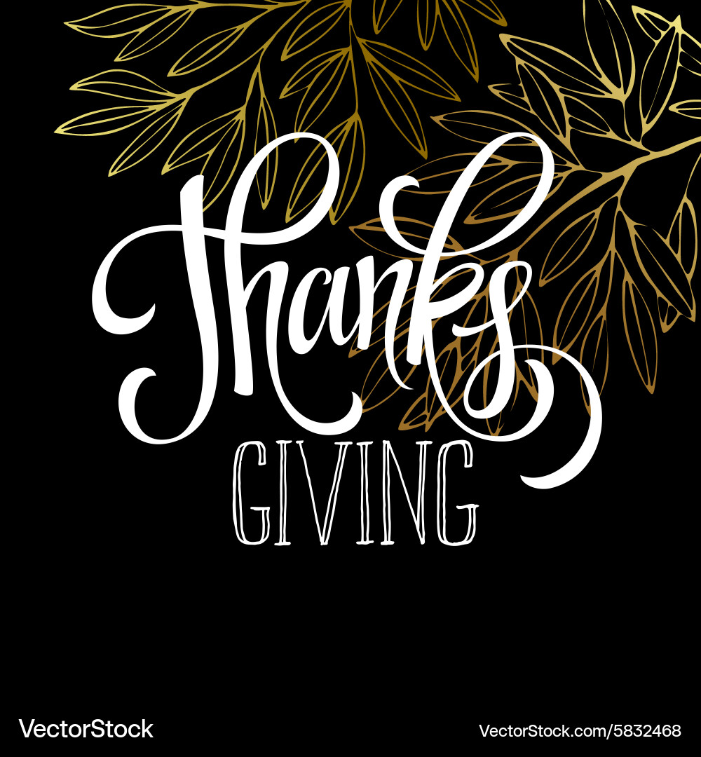 Thanksgiving - gold glittering lettering design Vector Image